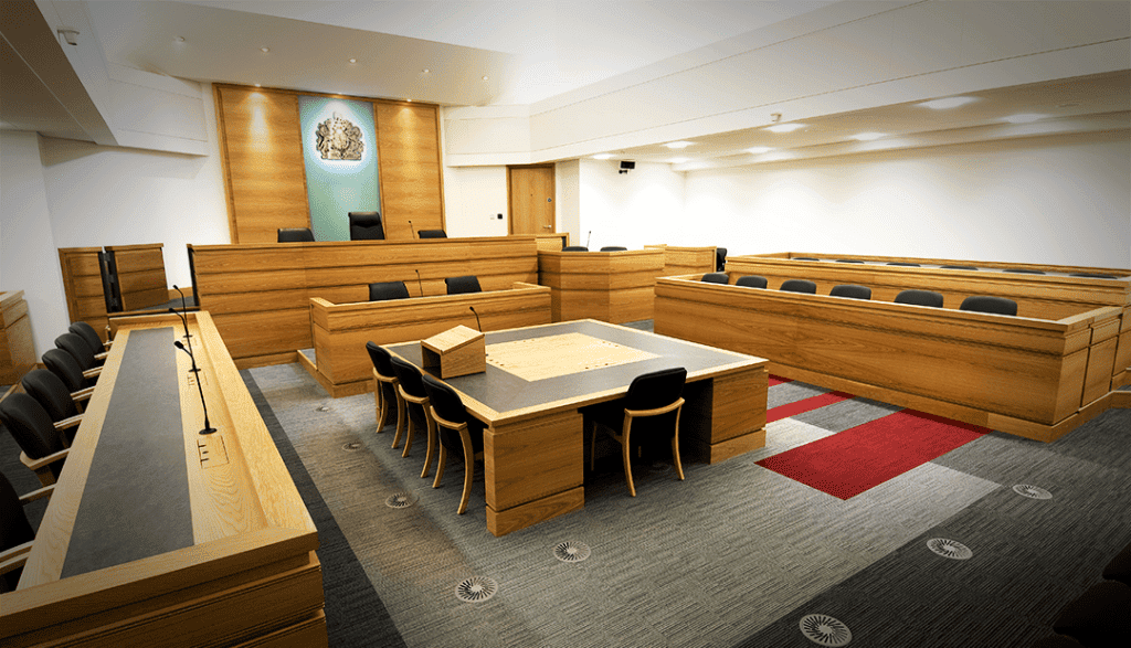Courtroom furniture - exhibits table - J Carey Design